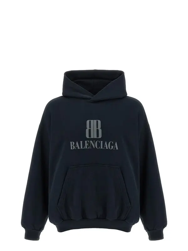 Balenciaga Faded-effect Dry Fleece Hoodie - Black
