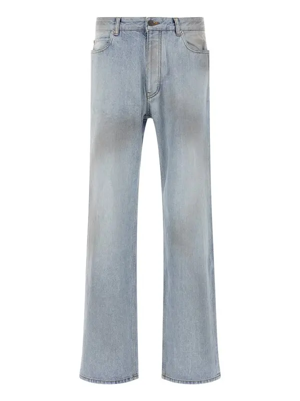 Balenciaga Distressed Wide Leg Jeans - Light Blue