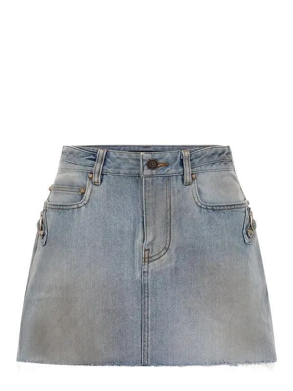 Balenciaga City Denim Miniskirt - Light Blue