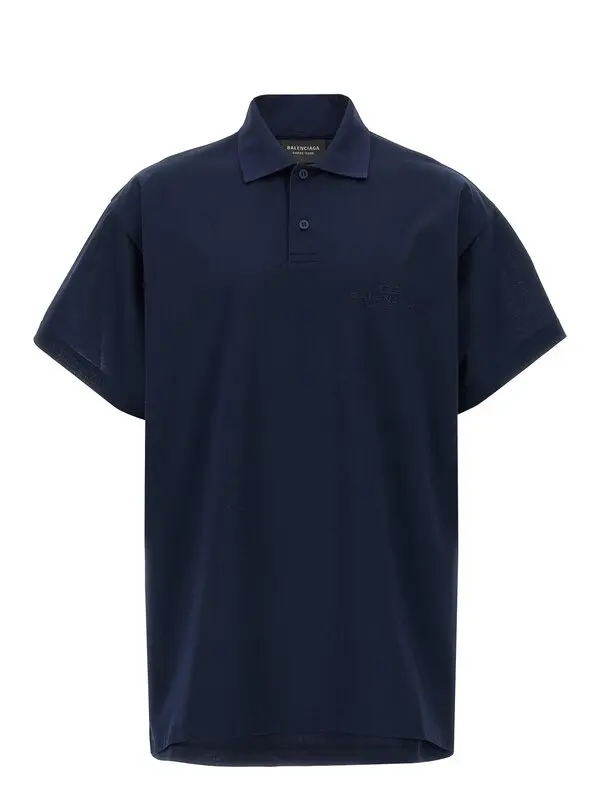 Balenciaga Cotton Polo Shirt With Embroidery - Blue