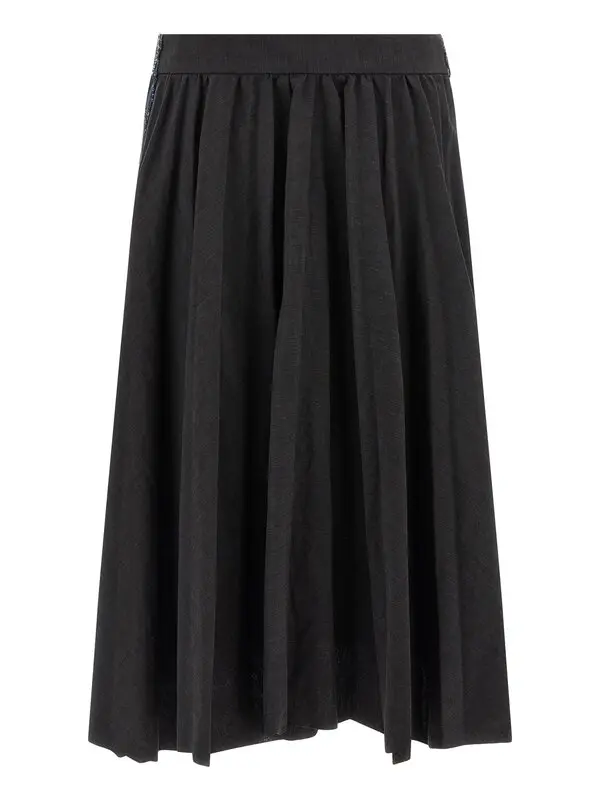 Balenciaga Hybrid Pleated Midi Skirt - Black