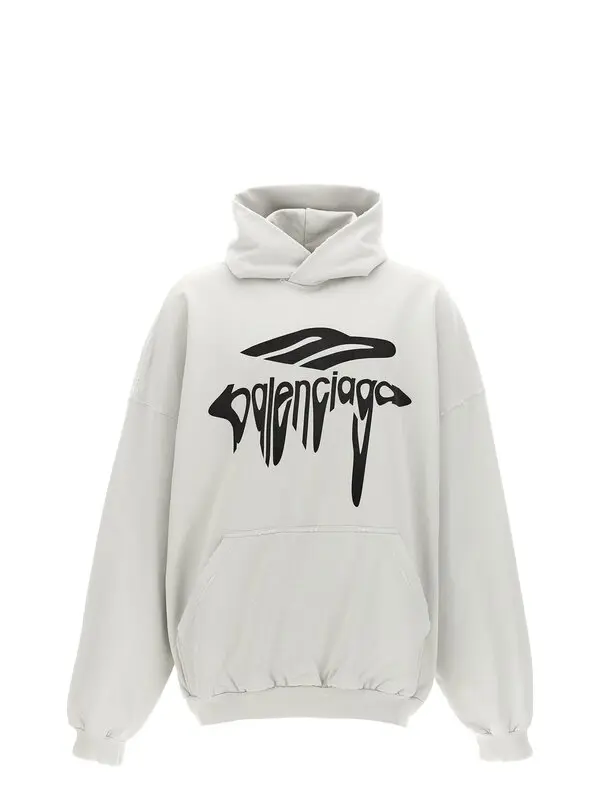 Balenciaga 3b Liquefied Cotton Hoodie - White