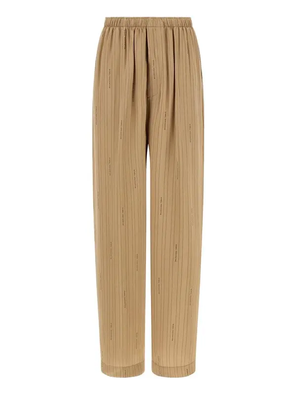 Balenciaga Striped Fluid Viscose Pants - Beige