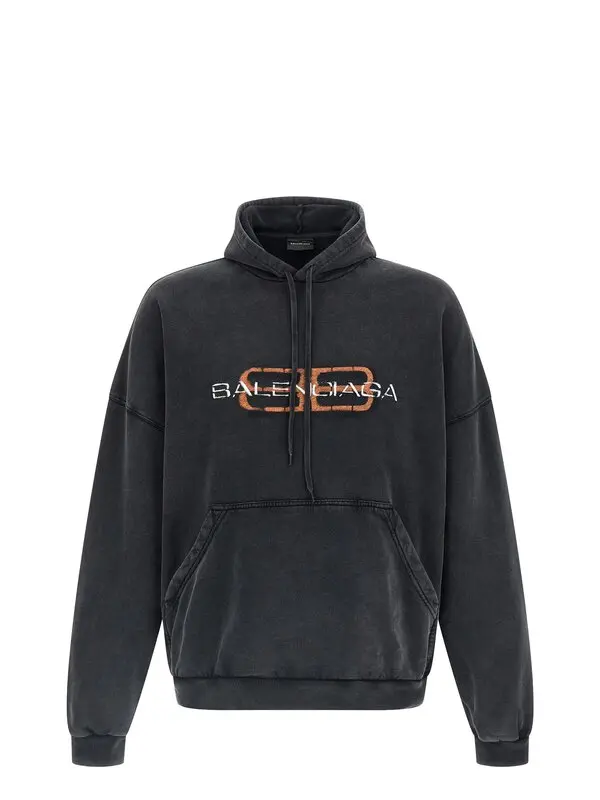 Balenciaga Printed Hoodie - Black