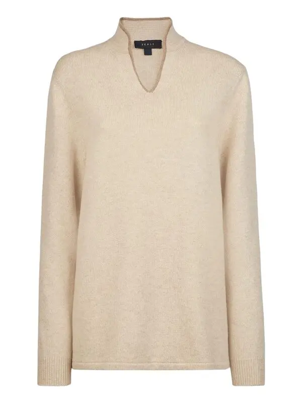 Sease Ellen Pull Cashmere V-neck Sweater - Oyster