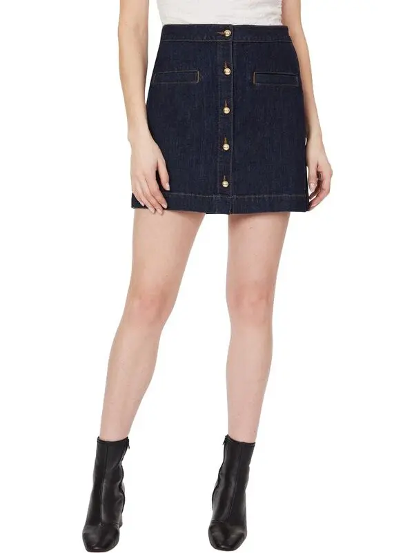 Habitual Studded Denim Mini Skirt - Rinse