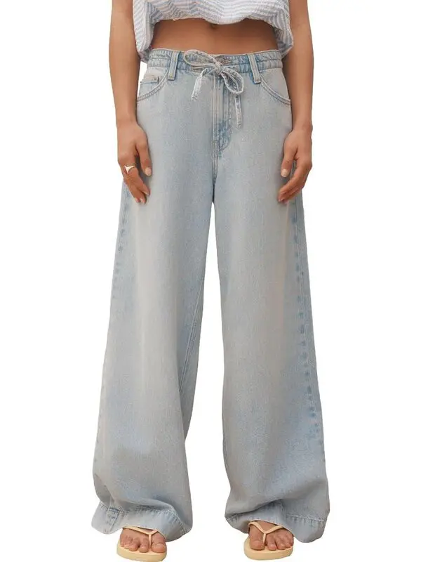NEXT Tie Waist Wide Leg Jeans - Blue