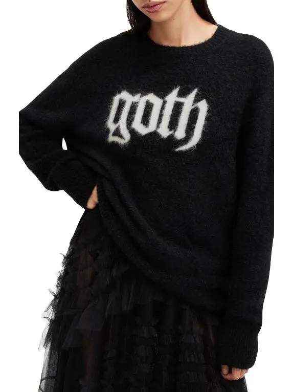 ALLSAINTS Goth Intarsia Crewneck Sweater - Black