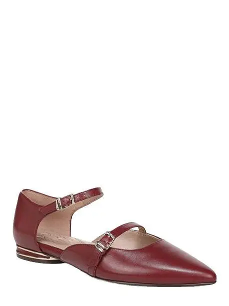 Naturalizer Harmony Pointed Toe Flat With Ankle Strap - Cranberry Red