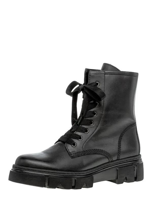 Gabor Leather Combat Boots - Black