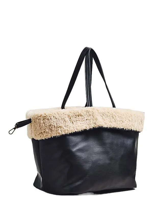 Anthropologie Reversible Sherpa Fleece Tote - Black