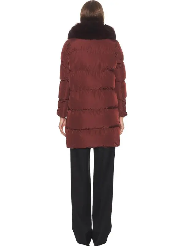 YVES SALOMON Long Belted Down Jacket - Chianti