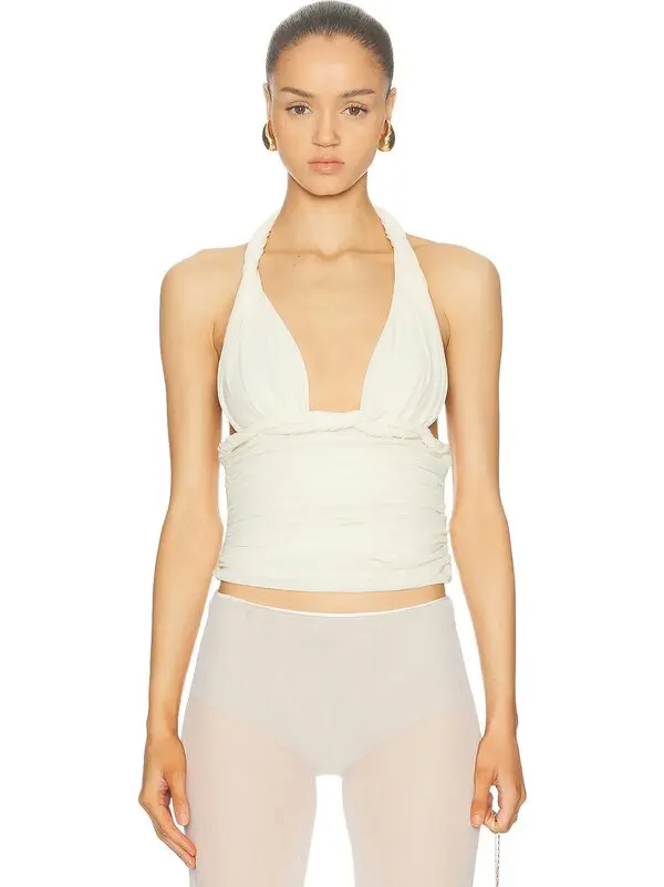 MIRROR PALAIS Cabana Halter Top - Creme