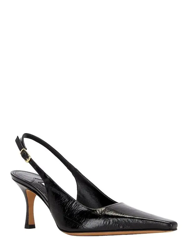 EMME PARSONS Elana Slingback Heel - Black Embossed Eel