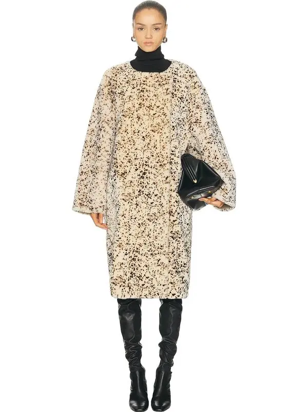 TOTEME Stracciatella Shearling Coat - Black & White