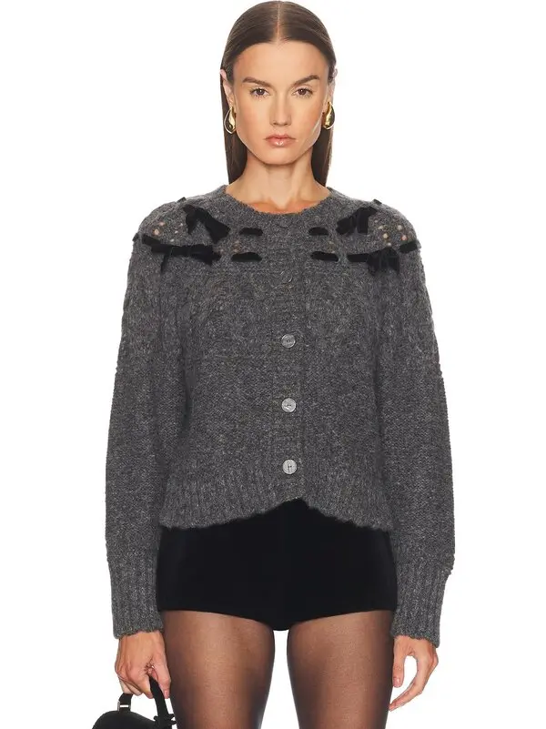 LoveShackFancy Clementian Cardigan - Dark Grey Melange