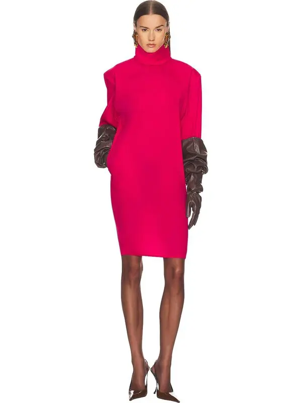 Saint Laurent Long Sleeve Dress - Magenta