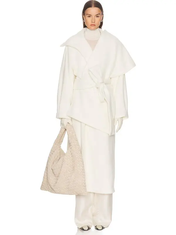 KAREN ARCANJO Kali Wrap Coat With Scarf - Cream