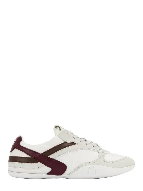 Miu Miu Nylon & Ayers Sneaker - Bianco & Amaranto