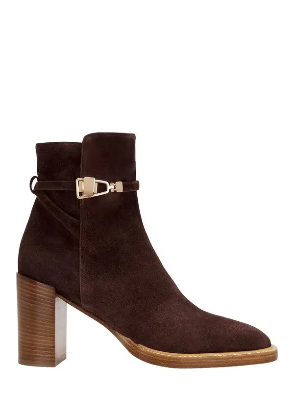 Gabriela Hearst Nina Clasp Ankle Boots - Dark Chocolate