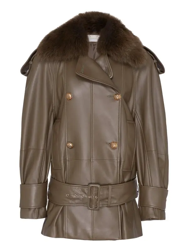 Zimmermann Hypnotic Leather Short Trench - Olive