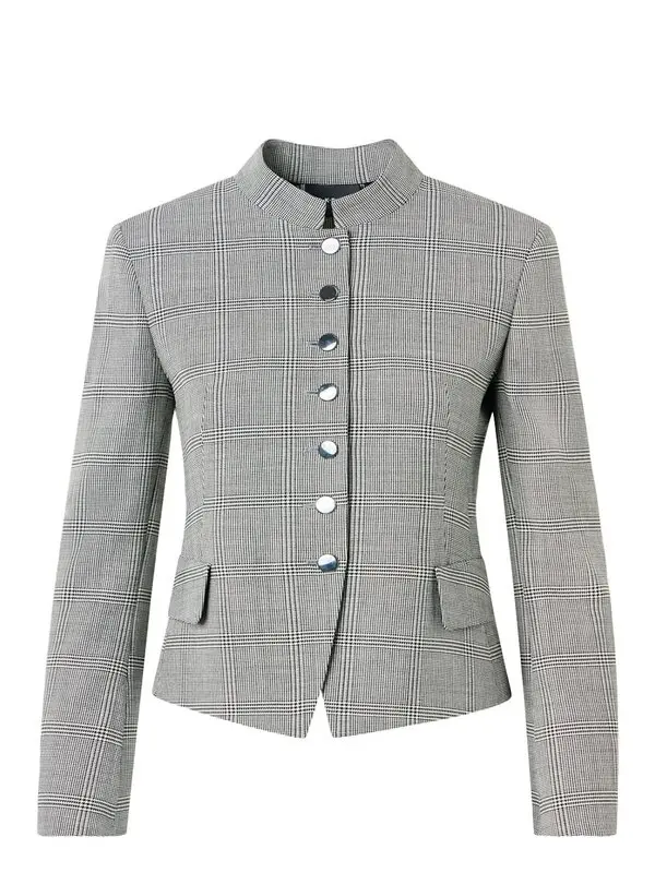 Akris Prince Of Wales Wool Single-breasted Jacket - Black/white
