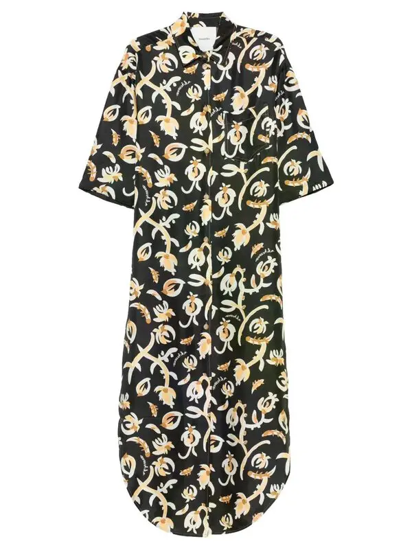 Nanushka Floral-print Silk Maxi Dress - Black