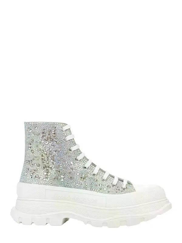 Alexander McQueen Tread Slick Crystal-embellished Platform Sneakers - Grey