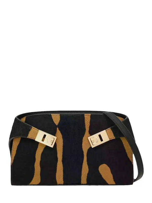 FERRAGAMO Mini Hug Zebra-print Cross Body Bag - Black
