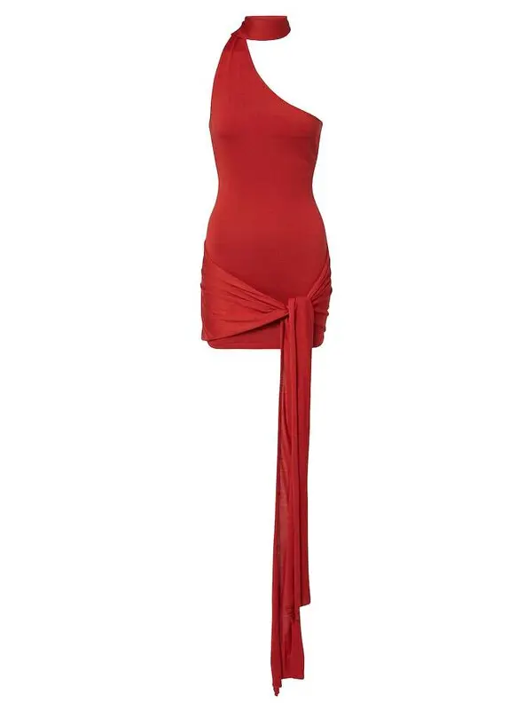 AYA MUSE Draped Silk-blend Jersey Minidress - Red