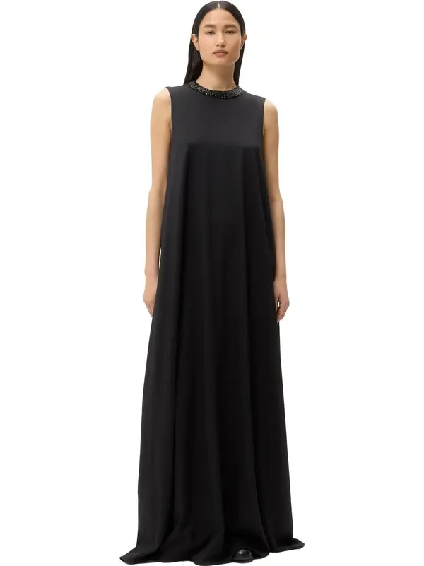 TWP CLOTHING Capitol Floor-length Gown With Crystal Collar - Black