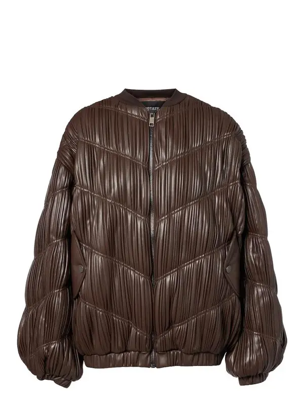 Remain Birger Christensen Pleated Bomber Jacket - Brown