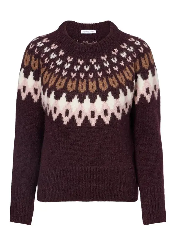 Veronica Beard Anne Fair Isle Wool-blend Sweater - Burgundy