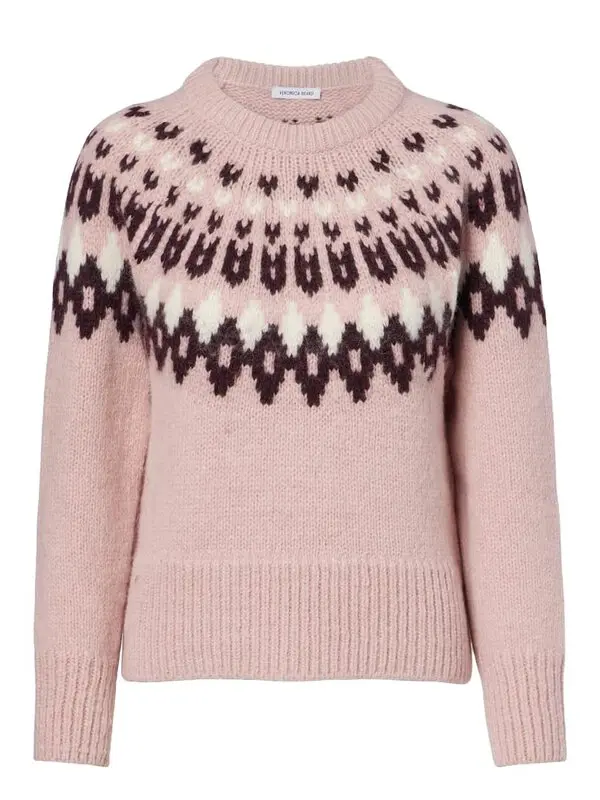 Veronica Beard Fair Isle Wool-blend Sweater - Pink