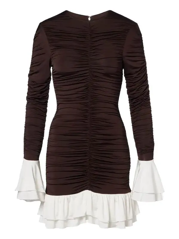 Remain Birger Christensen Ruched Ruffled Minidress - Brown