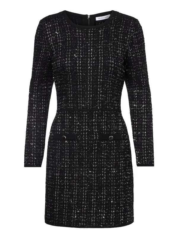 Veronica Beard Channing Tweed Minidress - Black