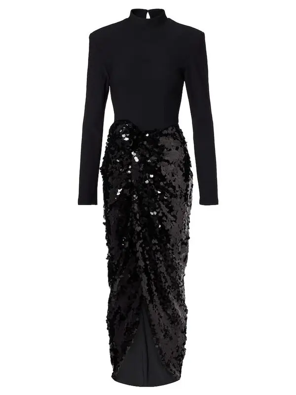 Remain Birger Christensen Gathered Sequined Maxi Dress - Black