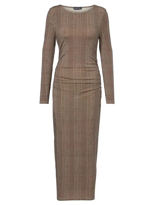 Veronica Beard Charissa Houndstooth Jersey Maxi Dress - Beige