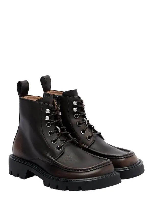 Loewe Sierra Leather Combat Boots - Brown