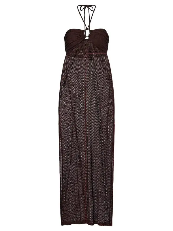 Melissa Odabash Harriet Keyhole Halterneck Maxi Dress - Brown