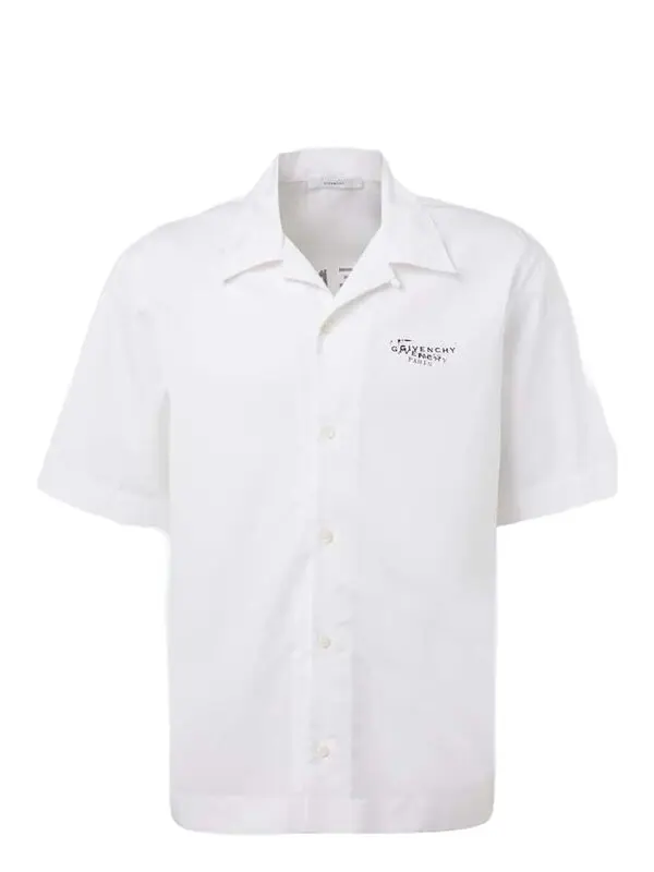 Givenchy Logo Cotton Poplin Bowling Shirt - White