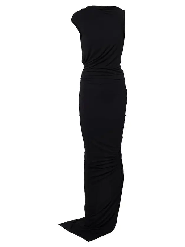 Rick Owens Eva Draped Jersey Maxi Dress - Black