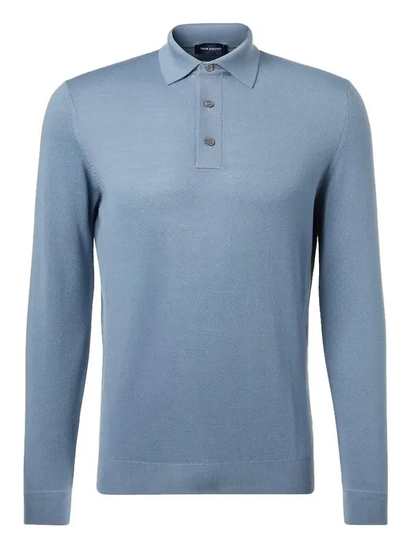 Thom Sweeney Wool Polo Sweater - Blue