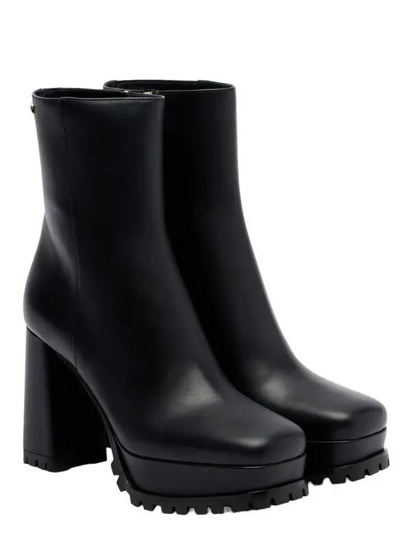 GIANVITO ROSSI Harlem Leather Platform Ankle Boots - Black