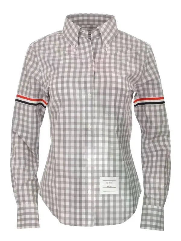 Thom Browne Gingham Shirt With Armbands - Grey