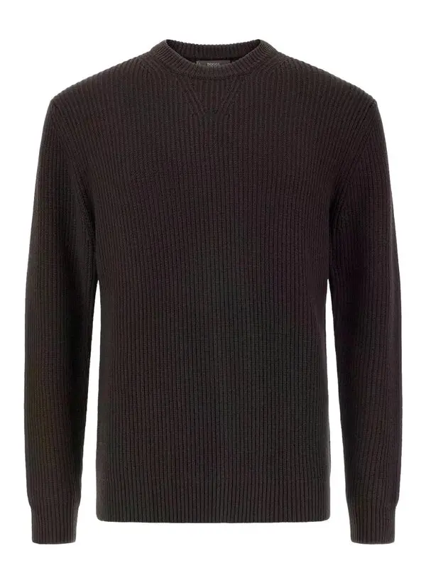 Boggi Milano Ribbed Crew-neck Sweater - Brown