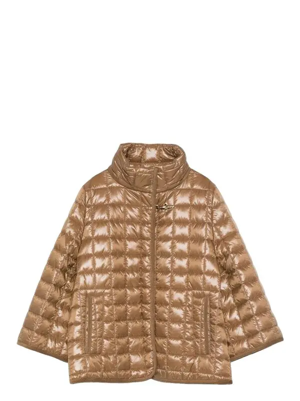 FAY Nylon Quilted Cape - Brown