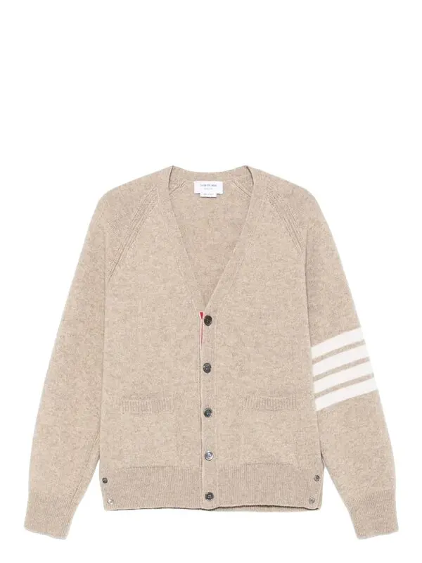 Thom Browne V-neck Wool Cardigan - Beige