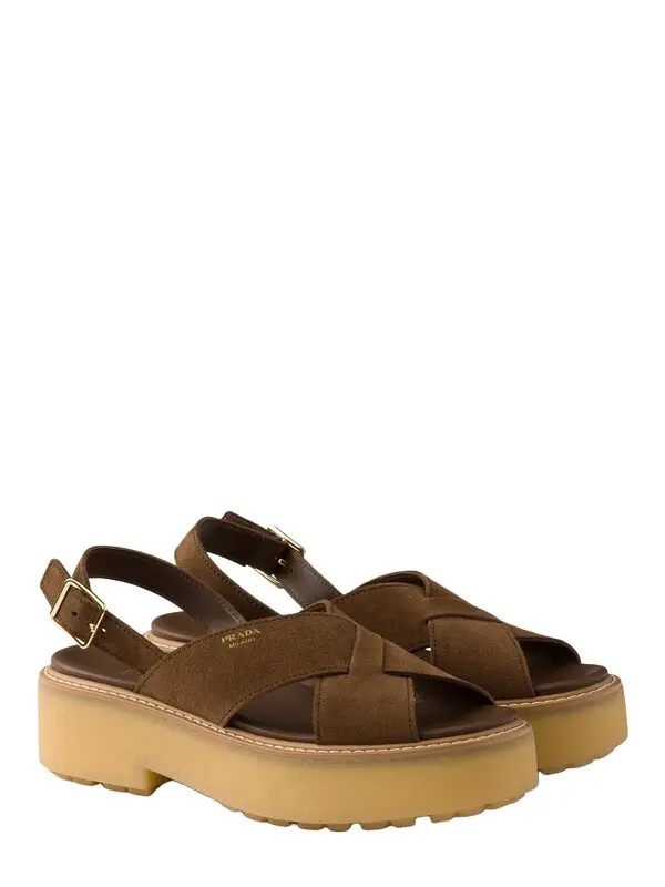 Prada Suede Sandals - Brown