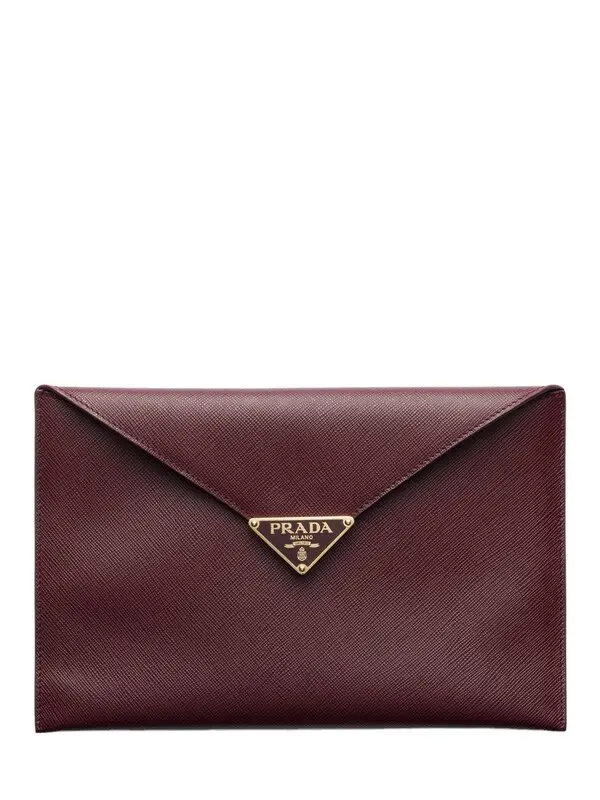 Prada Saffiano Leather Envelope Clutch - Burgundy